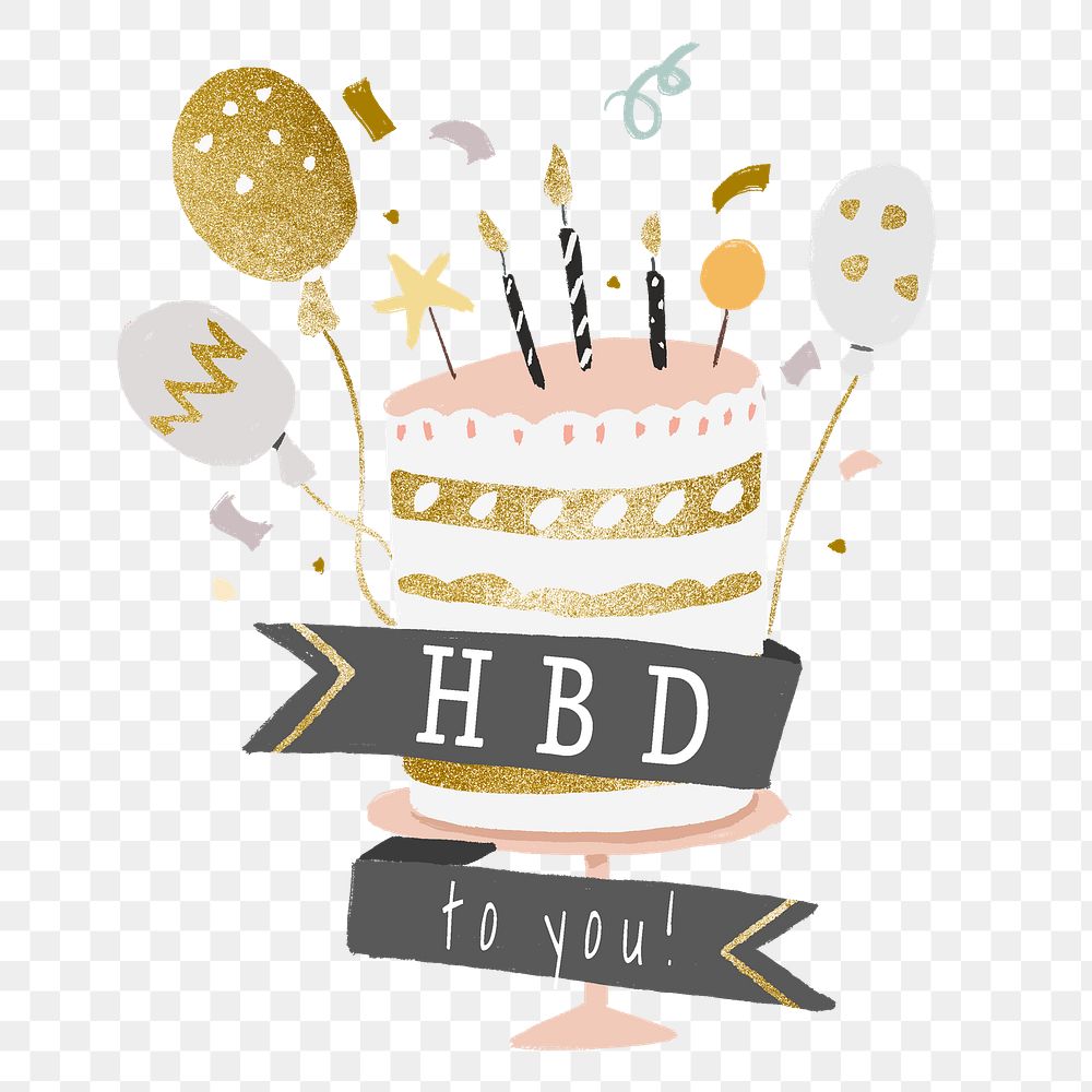 Birthday sticker png, cake with Happy | Free PNG Sticker - rawpixel