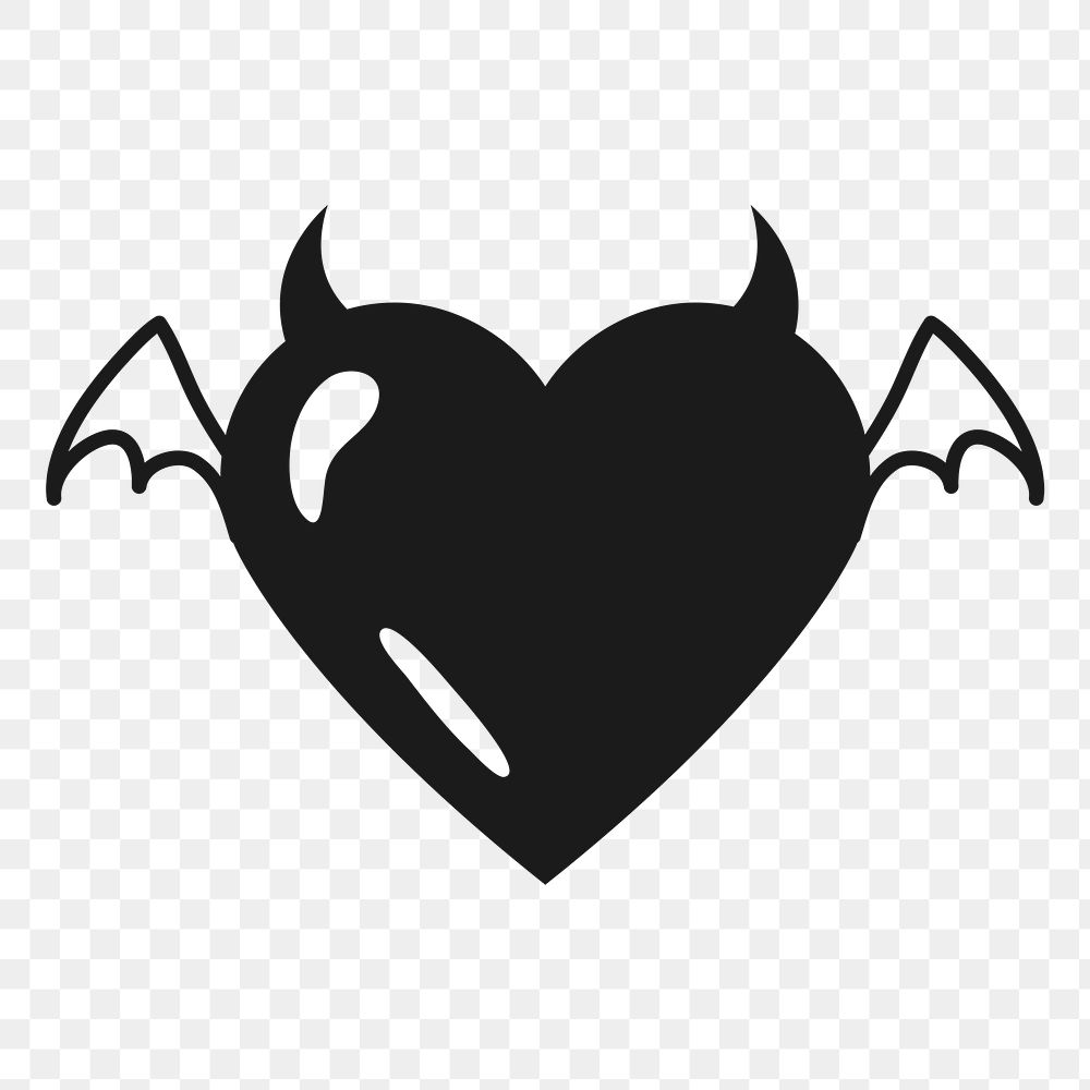 Devil heart PNG sticker, black | Premium Icons Sticker - rawpixel