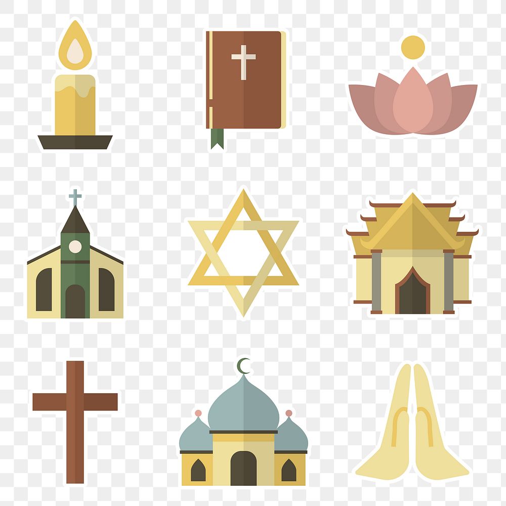 Mixed religious symbols sticker design | Free PNG - rawpixel