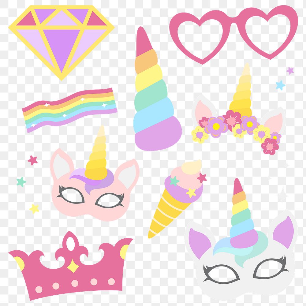 Pastel unicorn stickers collection transparent | Premium PNG - rawpixel