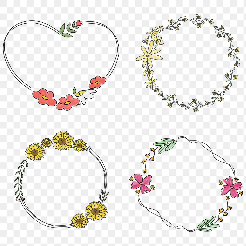 Cute doodle floral wreath transparent | Premium PNG - rawpixel