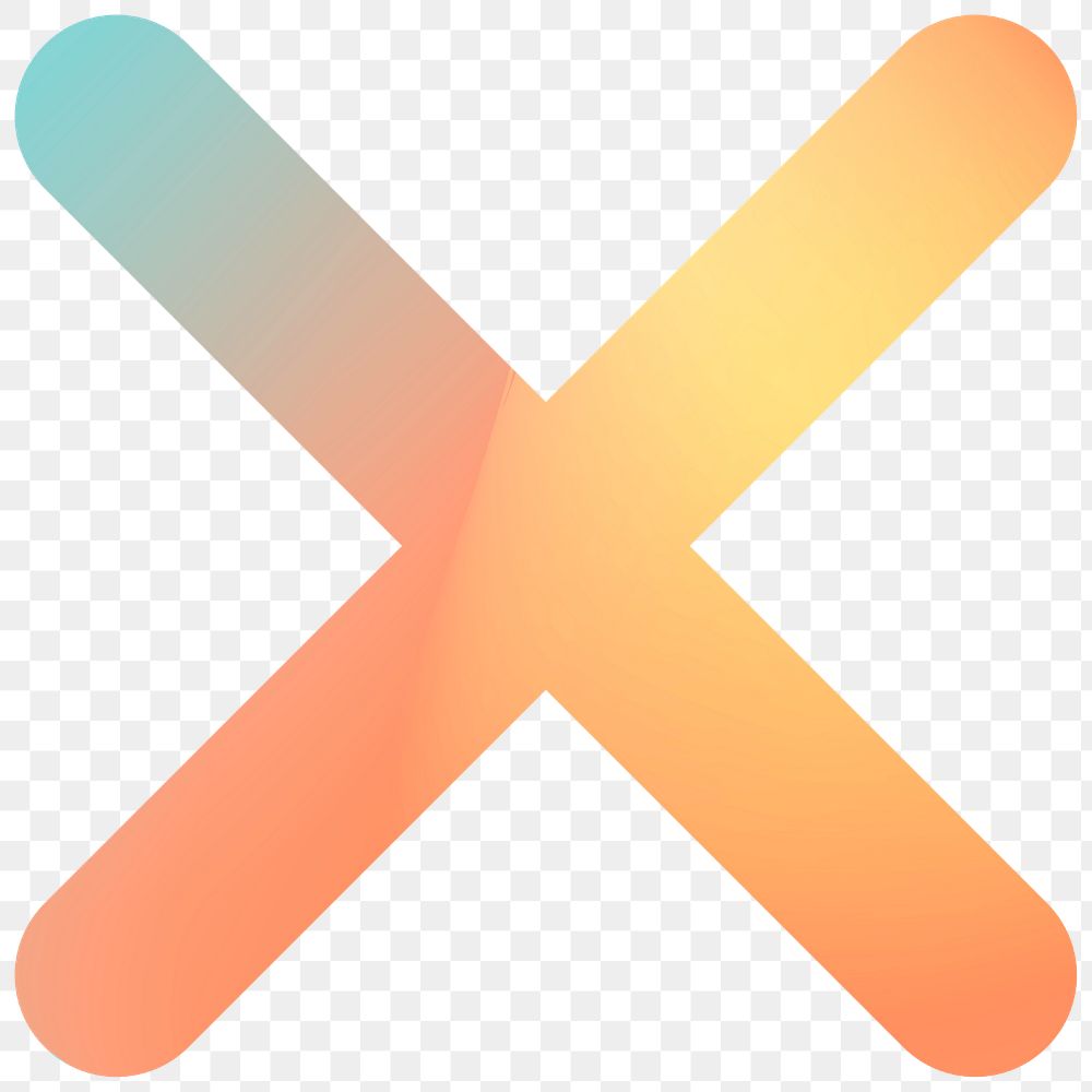 Colorful x mark gradient element | Free PNG Sticker - rawpixel