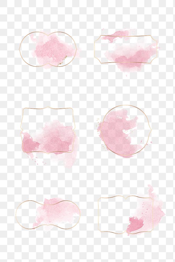 Gold badge with pink watercolor | Free PNG - rawpixel