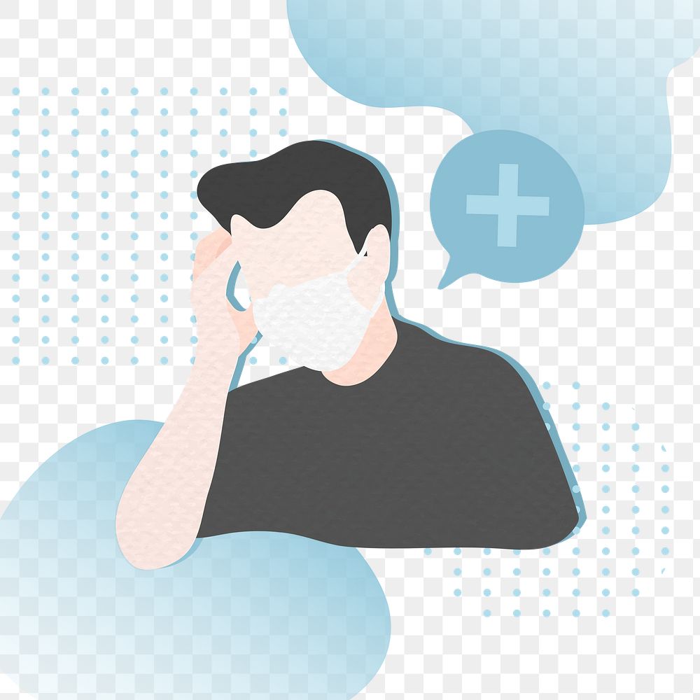 Sick man wearing a protective | Free PNG Sticker - rawpixel
