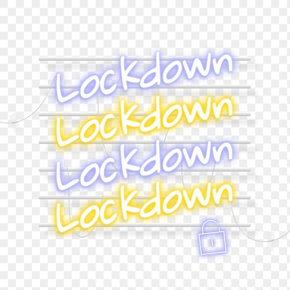 Lockdown during coronavirus pandemic neon | Free PNG Sticker - rawpixel