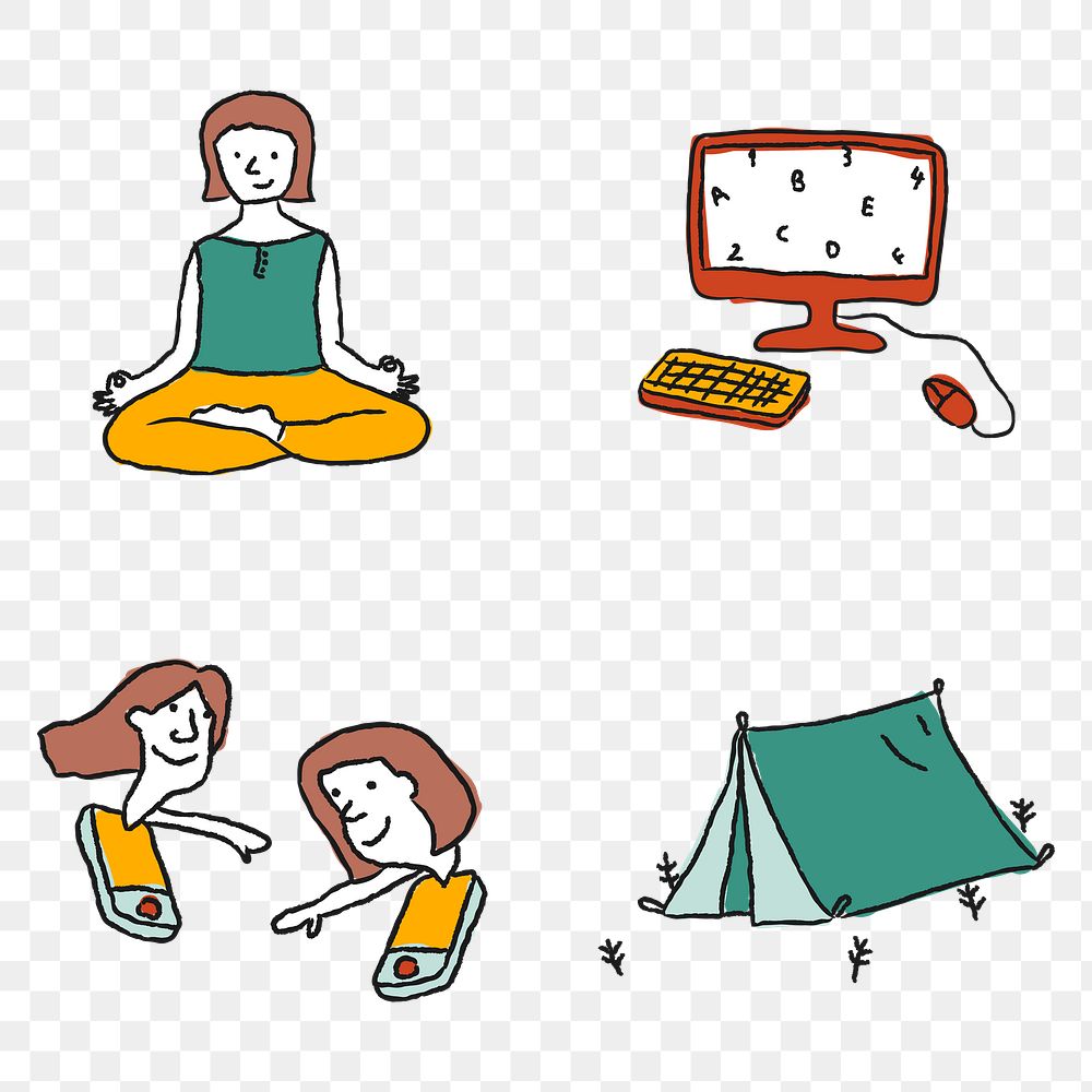Activities at home doodle style | Premium PNG - rawpixel
