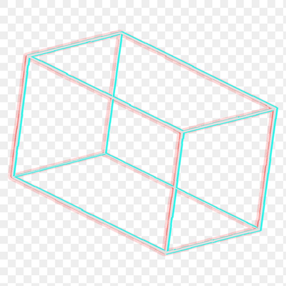 Turquoise 3D cuboid with glitch | Free PNG Sticker - rawpixel