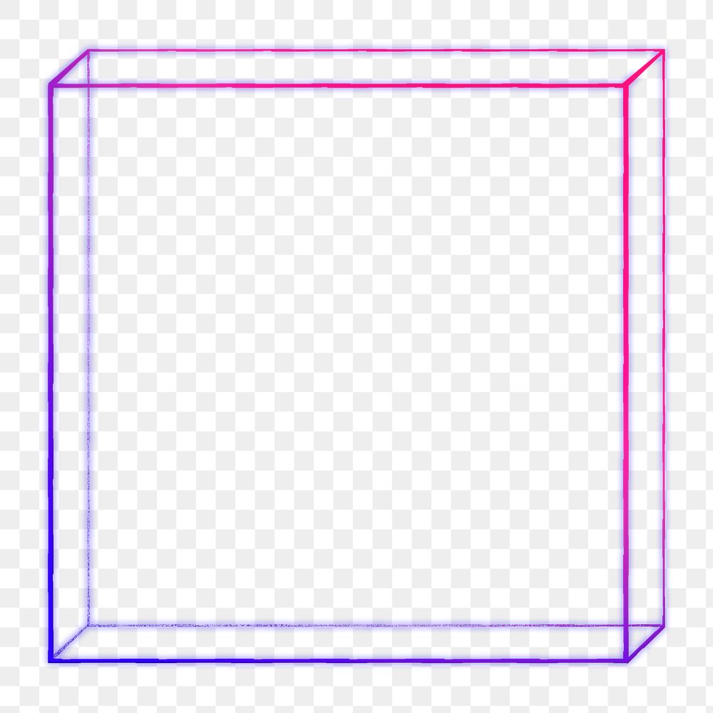 3D flat cuboid outline in neon | Free PNG Sticker - rawpixel