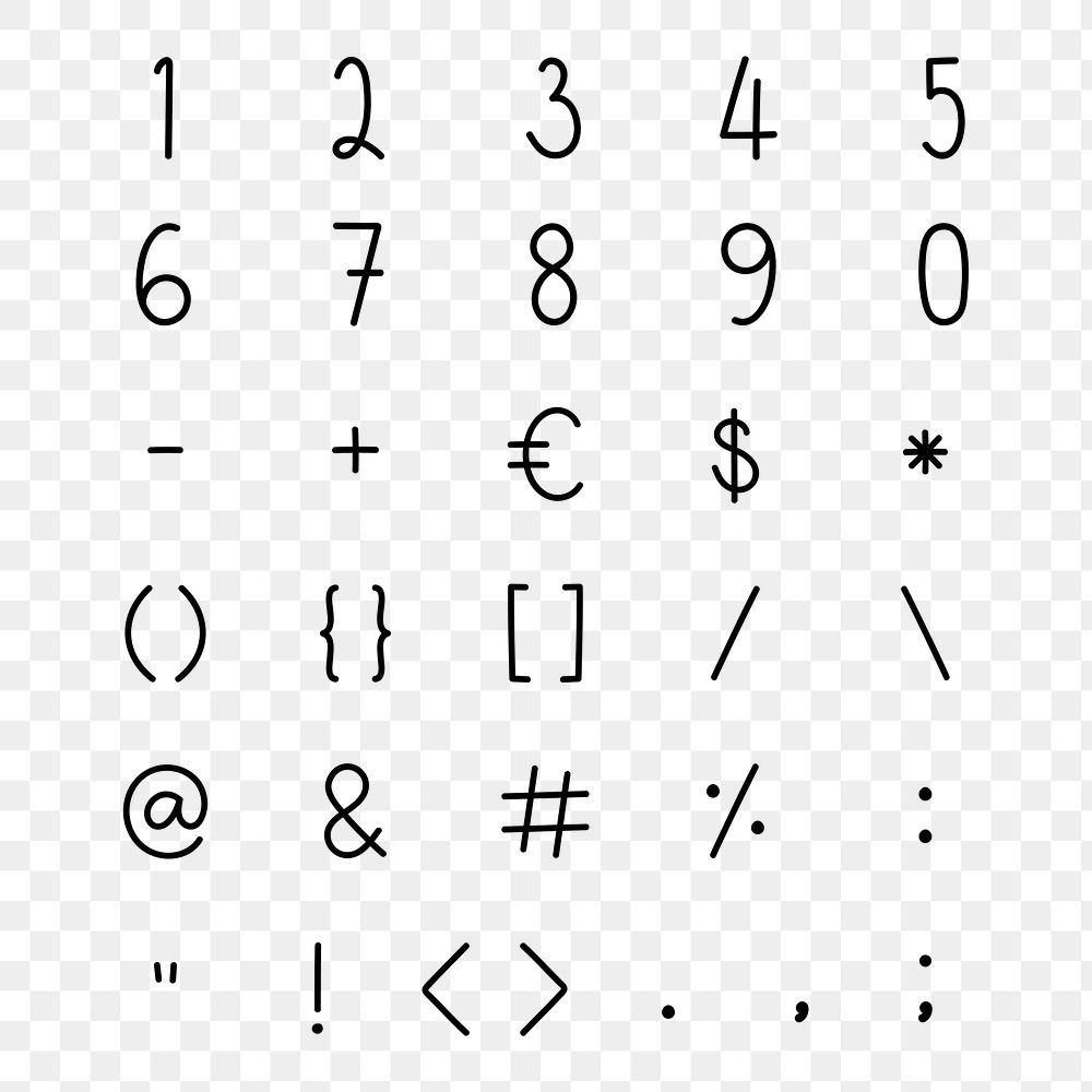 Styled numbers and symbol set | Premium PNG - rawpixel