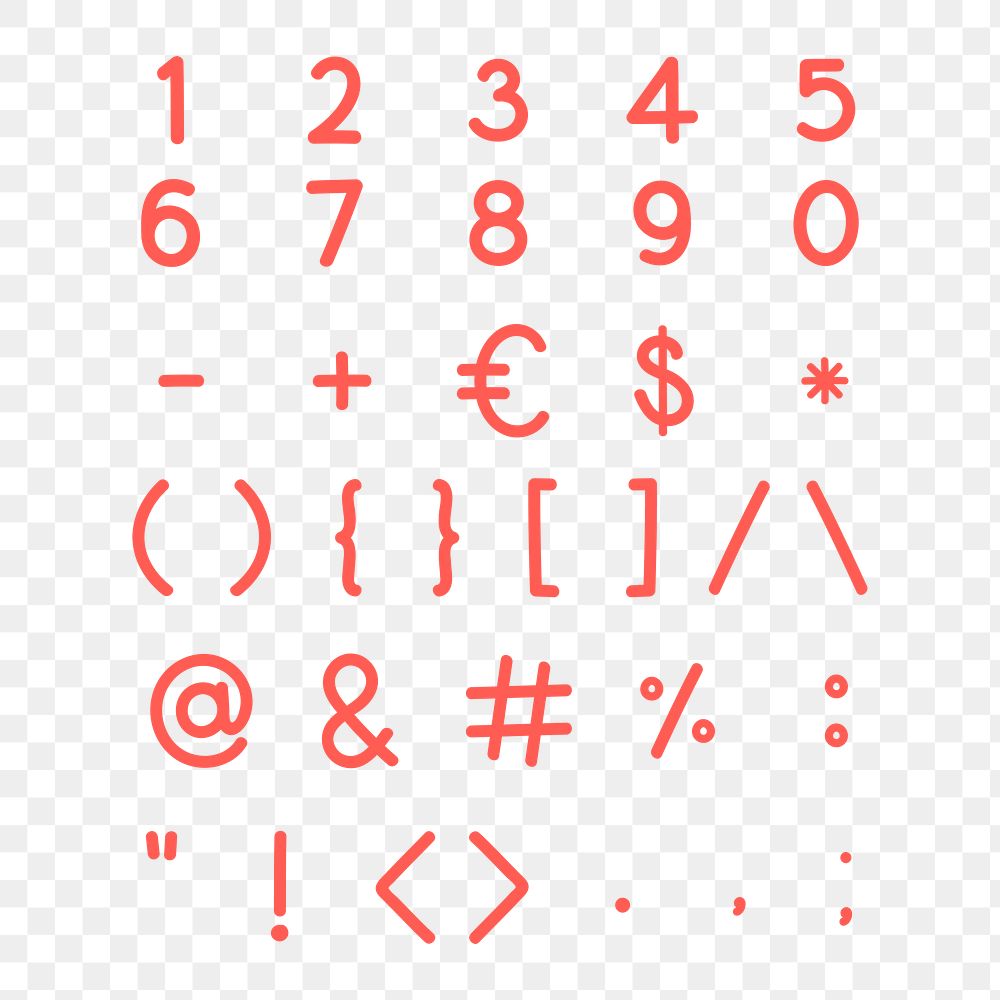 Styled numbers and symbol set | Premium PNG - rawpixel