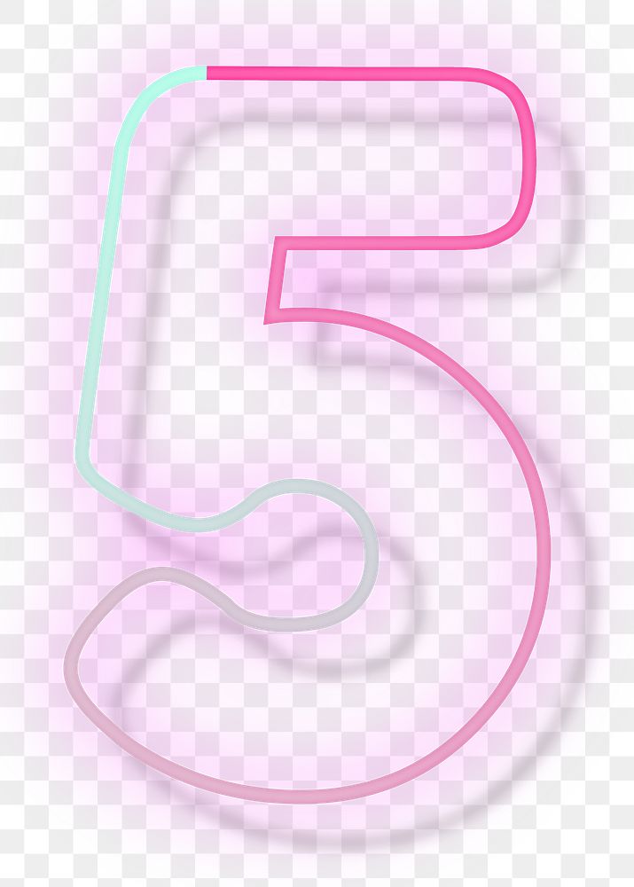 Gradient pink neon number 5 | Free PNG Sticker - rawpixel