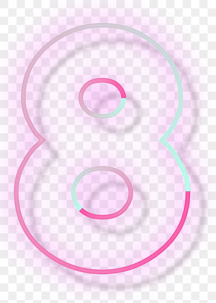 Number 8 pink neon font | Free PNG Sticker - rawpixel