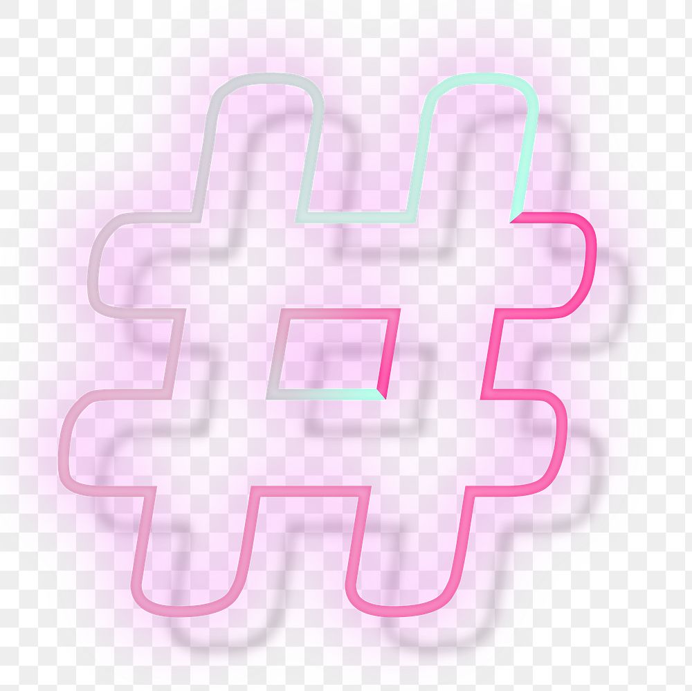Pink neon glow hashtag symbol | Premium PNG Sticker - rawpixel