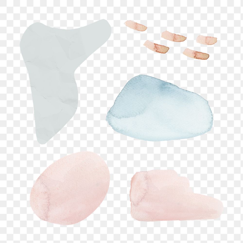 Neutral watercolor element set transparent | Free PNG - rawpixel