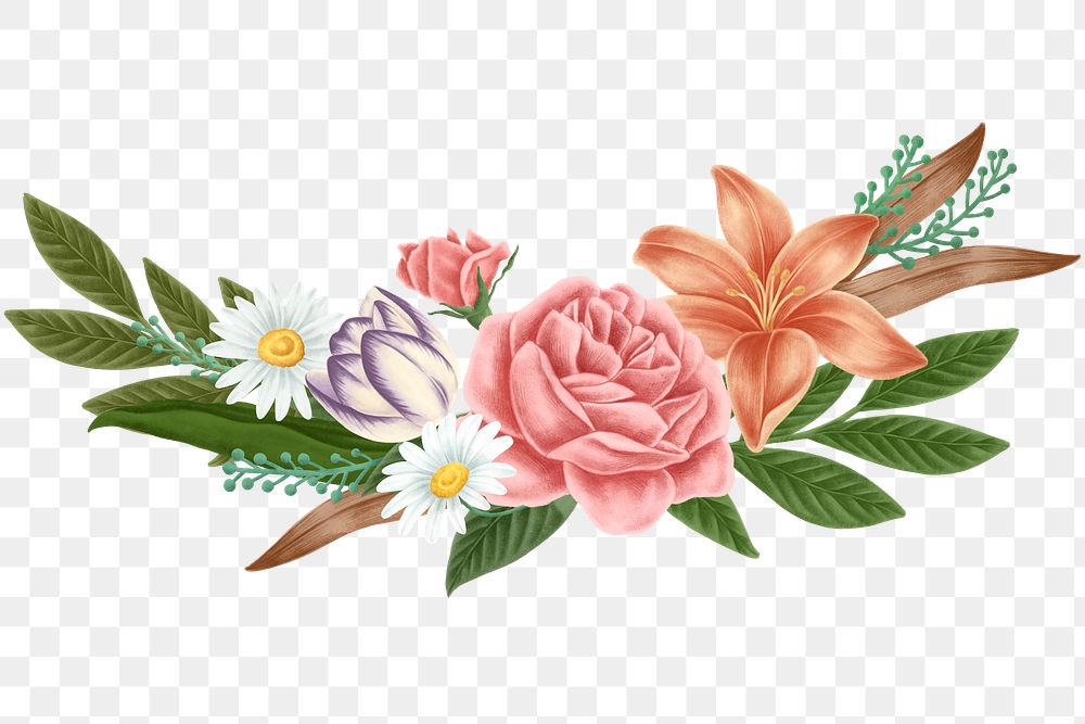 Vintage flower bunch transparent png | Premium PNG Sticker - rawpixel