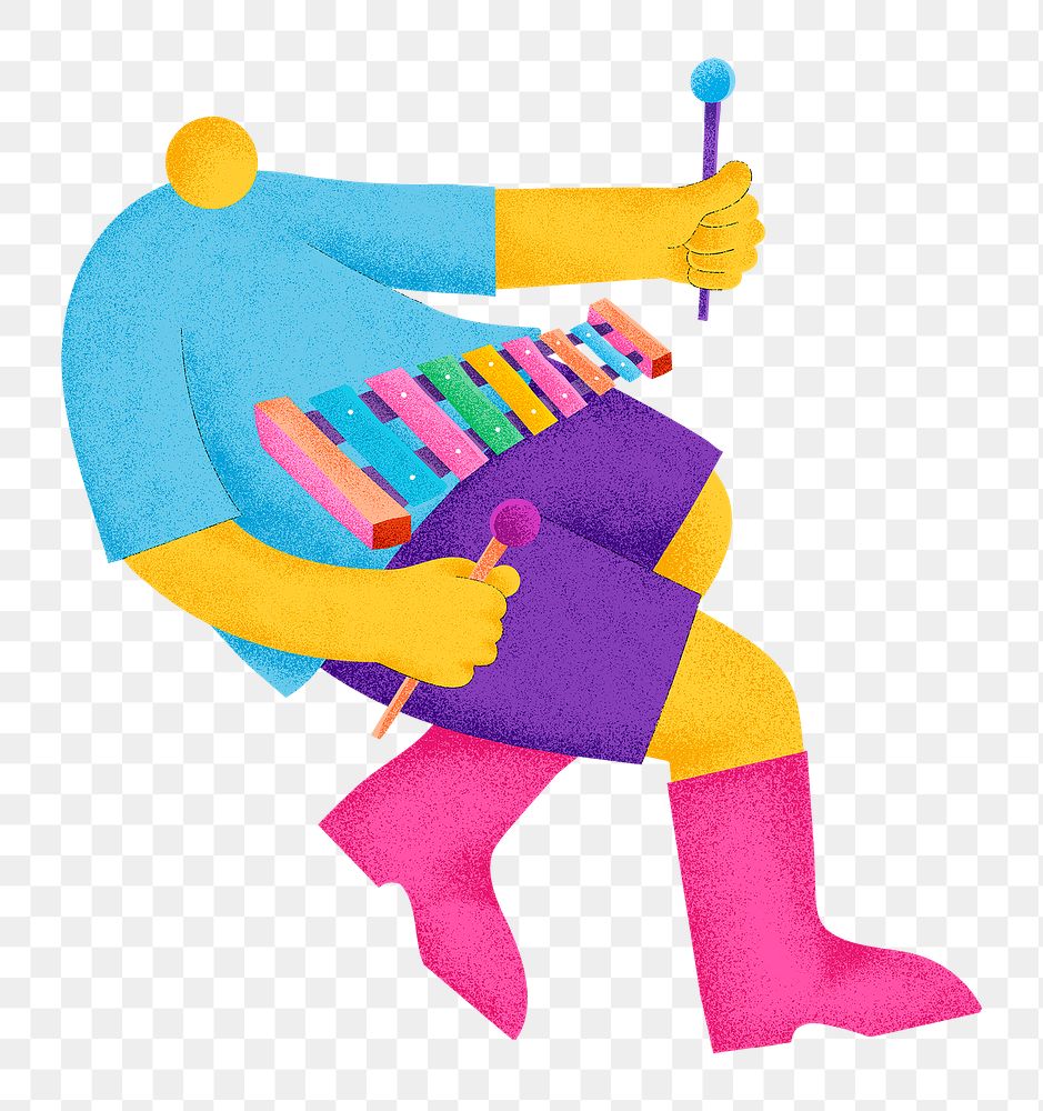 Xylophonist png sticker colorful musician | Free PNG Sticker - rawpixel