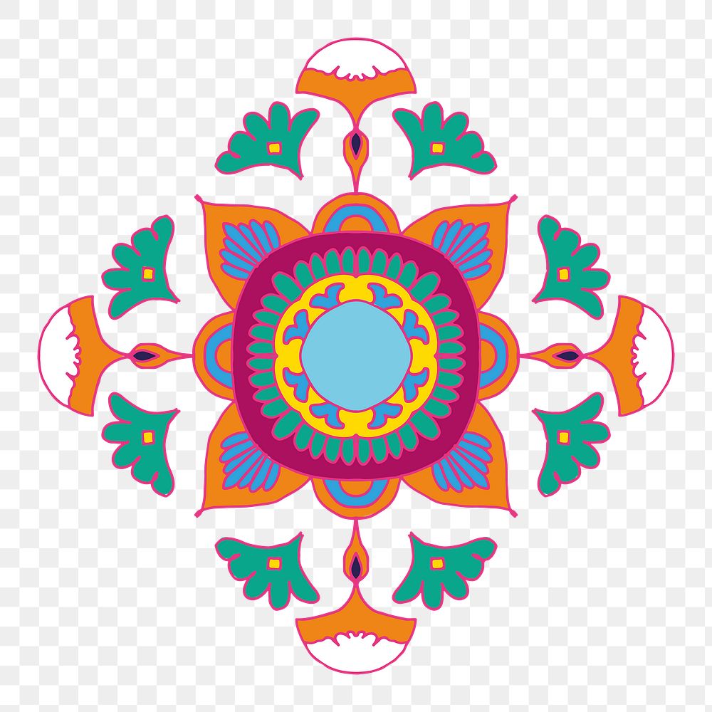Colorful Indian rangoli design png | Premium PNG Sticker - rawpixel