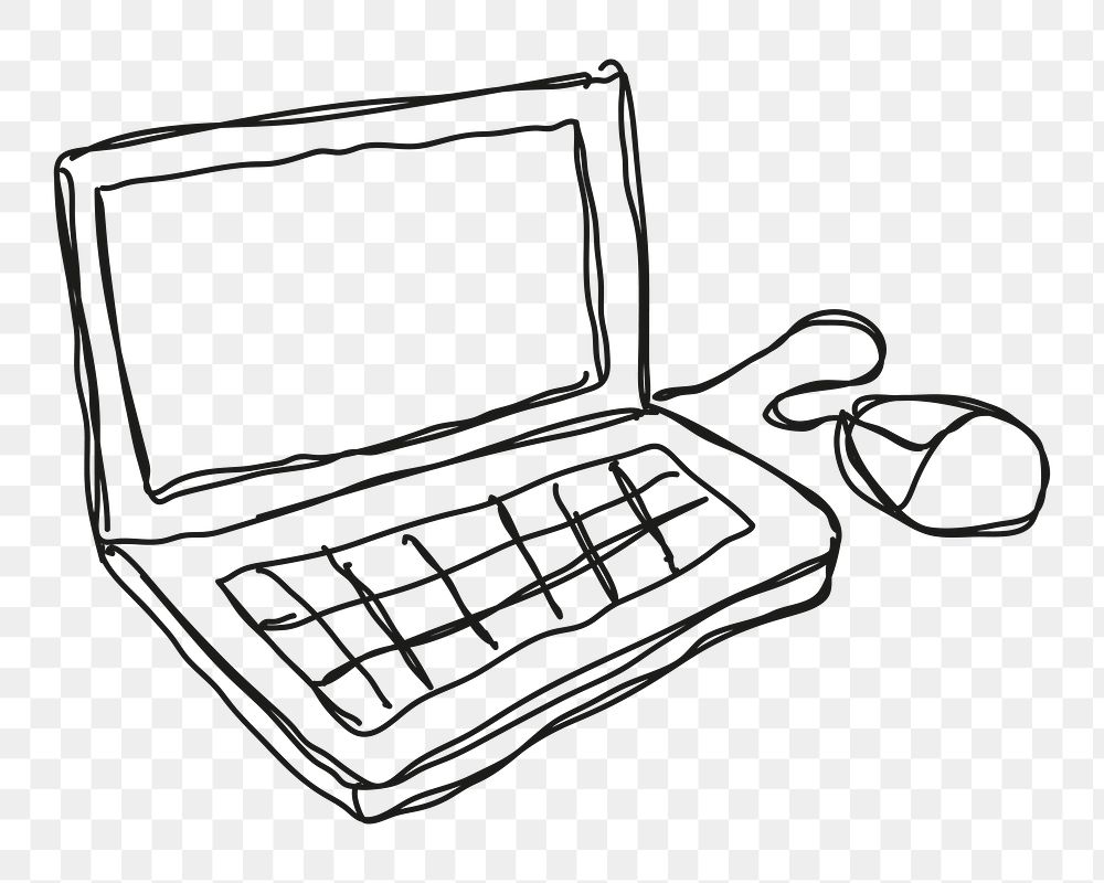 Minimal hand drawn laptop transparent | Premium PNG Sticker - rawpixel