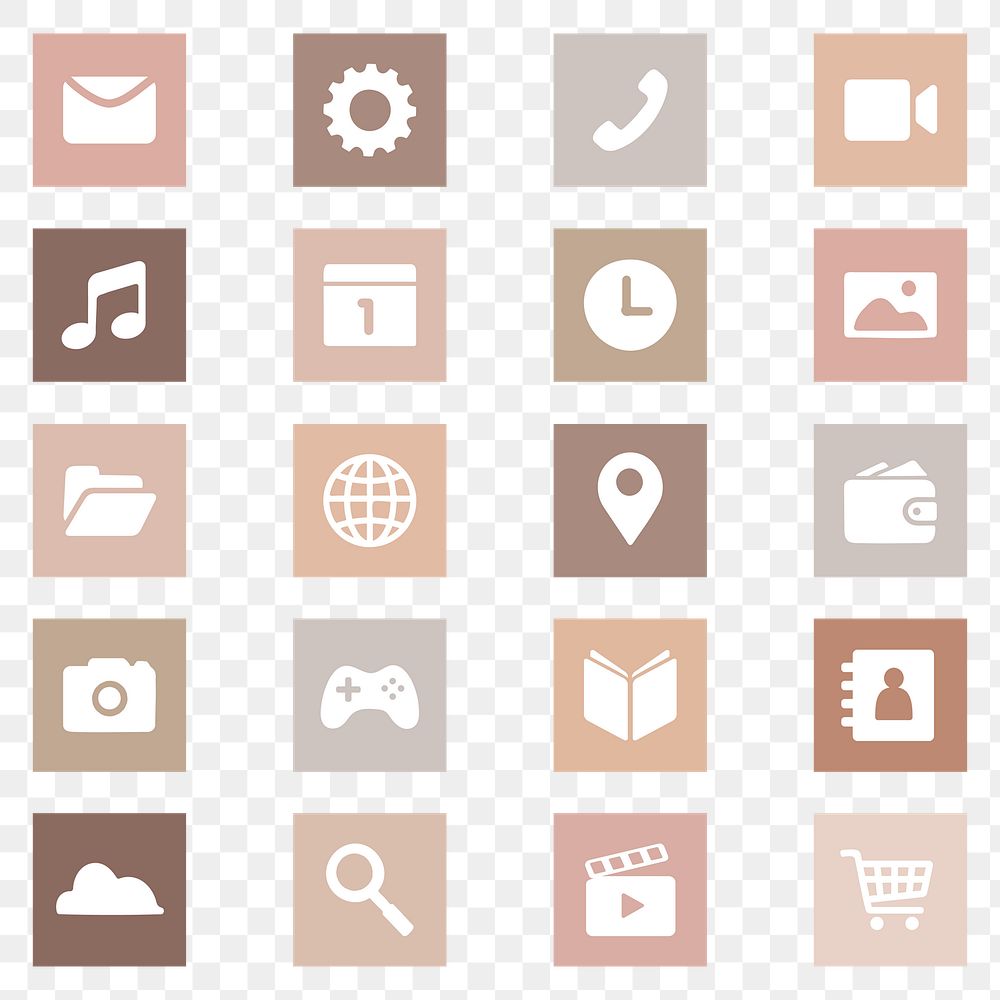 PNG mobile app icons beige | Premium PNG - rawpixel