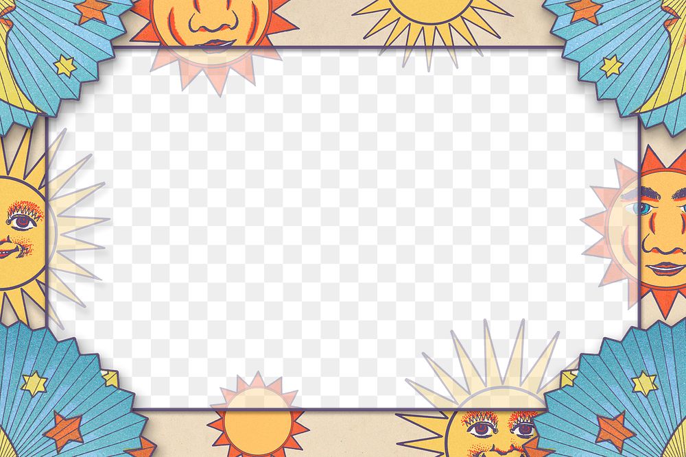 Vintage celestial sun, moon and stars frame… | Free stock illustration ...