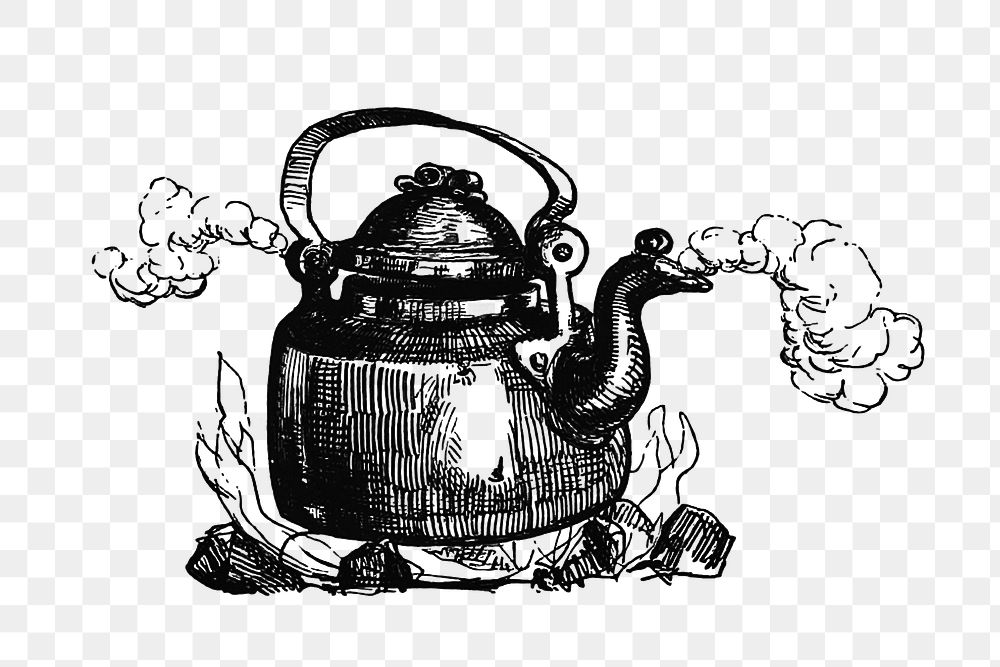 Vintage European style kettle engraving | Premium PNG Sticker - rawpixel