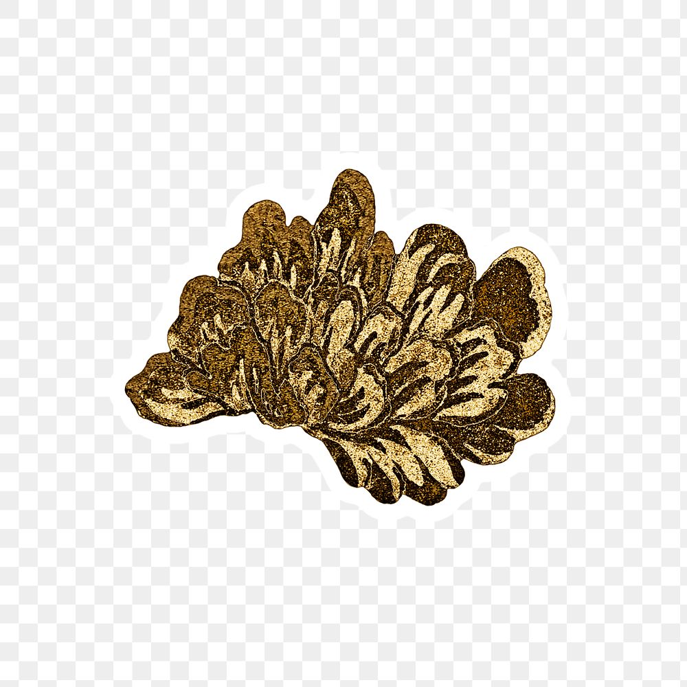 Vintage gold blooming flower sticker | Free PNG Sticker - rawpixel