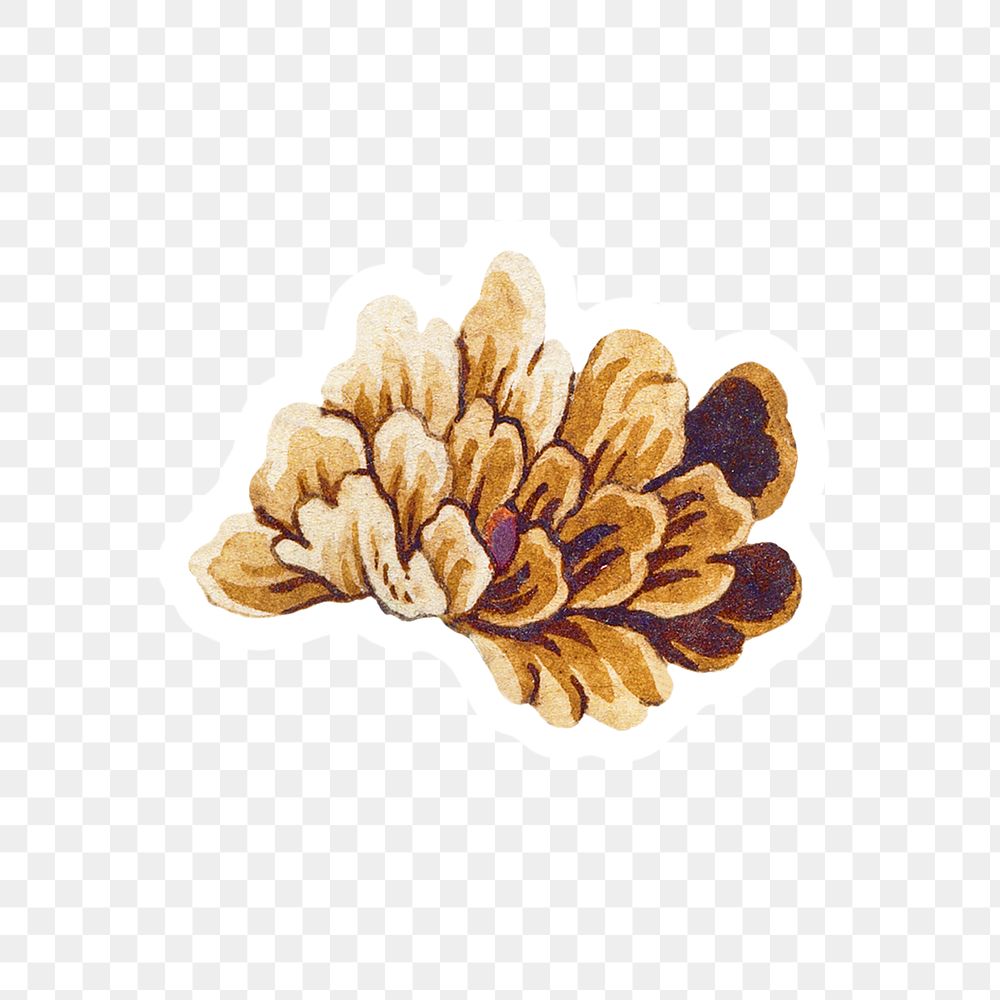 Vintage brown flower sticker with white | Free PNG Sticker - rawpixel