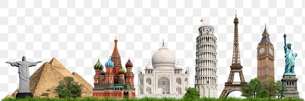 World's historical png landmarks border, | Premium PNG - rawpixel