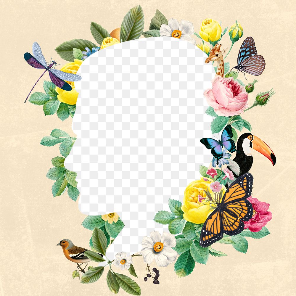Surreal portrait png frame, floral | Premium PNG - rawpixel