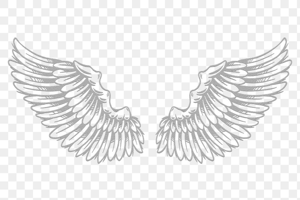 Gray wings outline sticker overlay | Free PNG Sticker - rawpixel