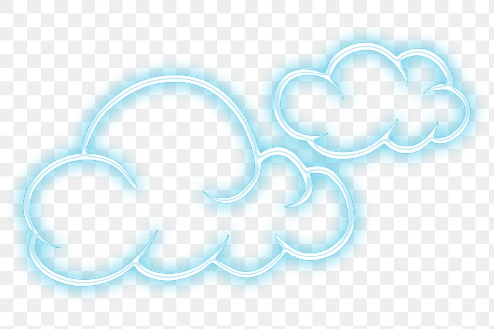 Blue neon clouds sticker overlay design resource