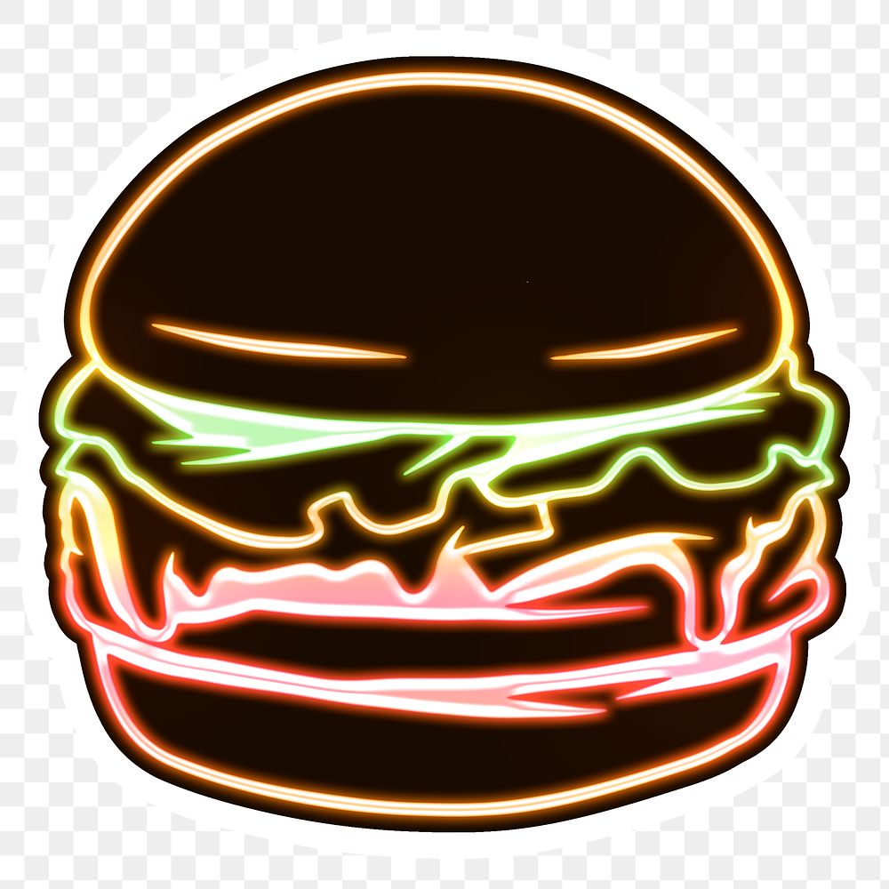 Neon yellow hamburger sticker overlay | Free PNG Sticker - rawpixel
