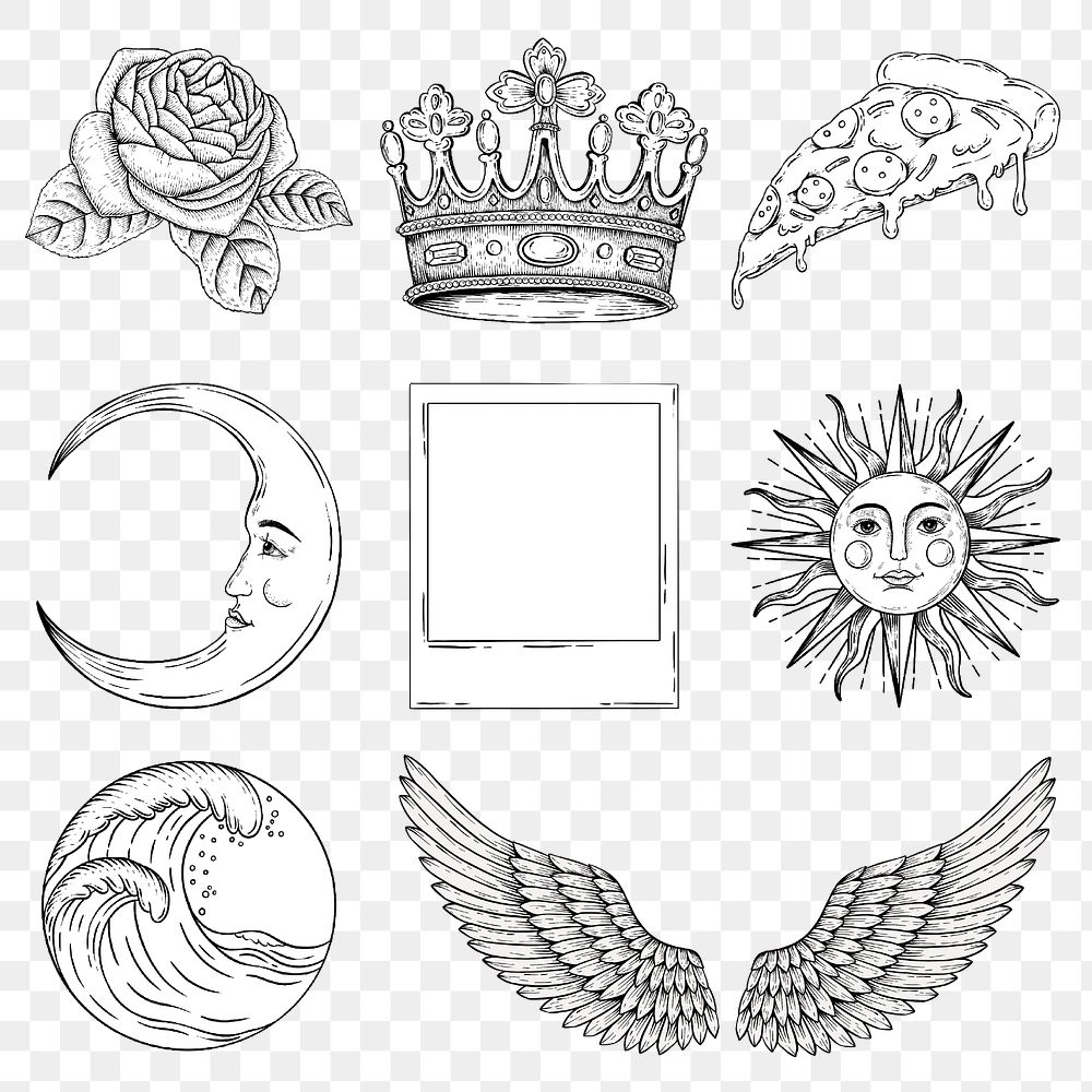 Cute sticker overlay set design | Free PNG - rawpixel