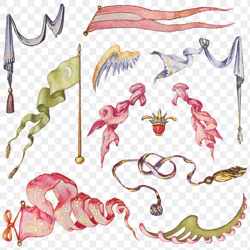 Heraldic ribbon and flag medieval | Free PNG - rawpixel