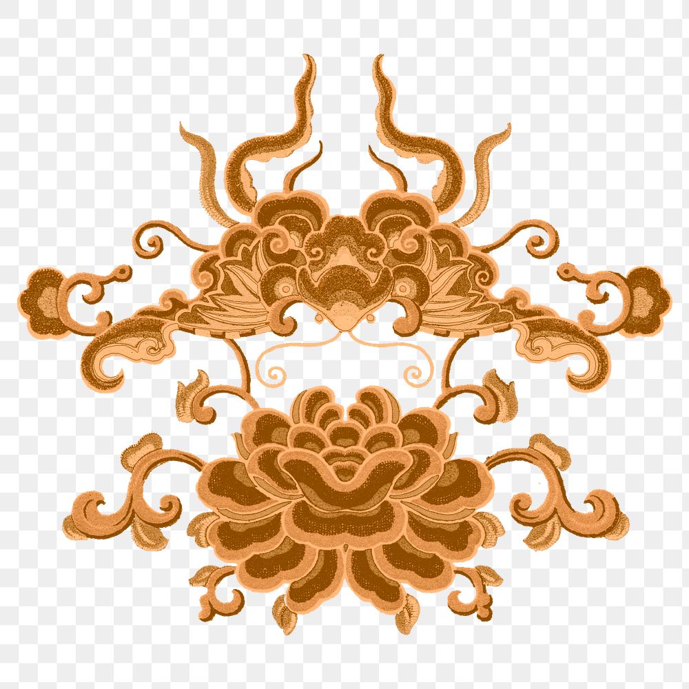 Chinese art png gold decorative | Premium PNG Sticker - rawpixel