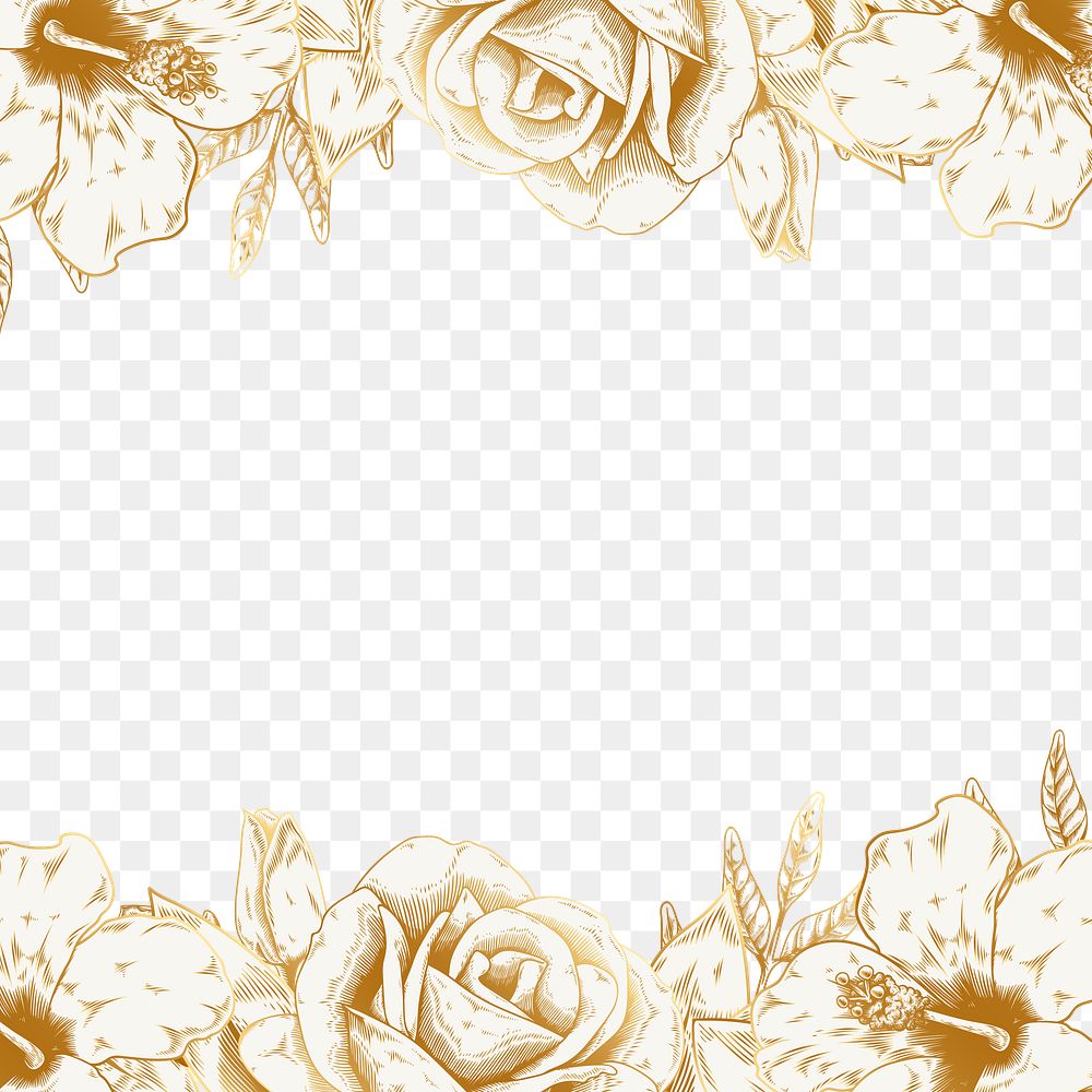 Hand Drawn Gold Rose Border Design Element Free Stock Illustration