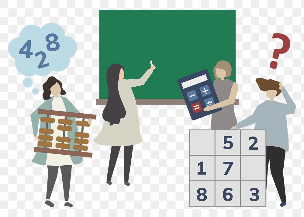 Maths teachers illustration png, flat | Premium PNG - rawpixel
