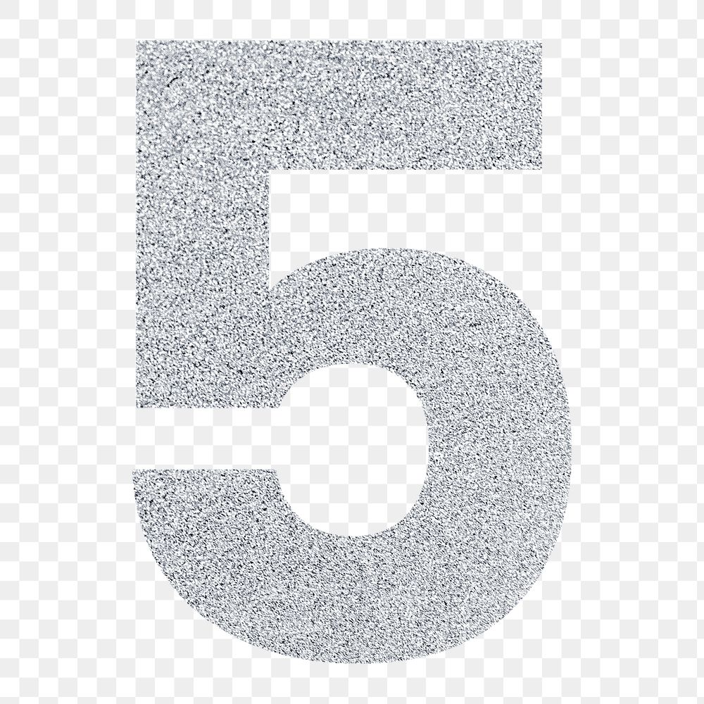 Number 5 glitter typography