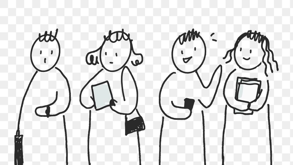 People doodle png waiting in line | Free PNG Sticker - rawpixel