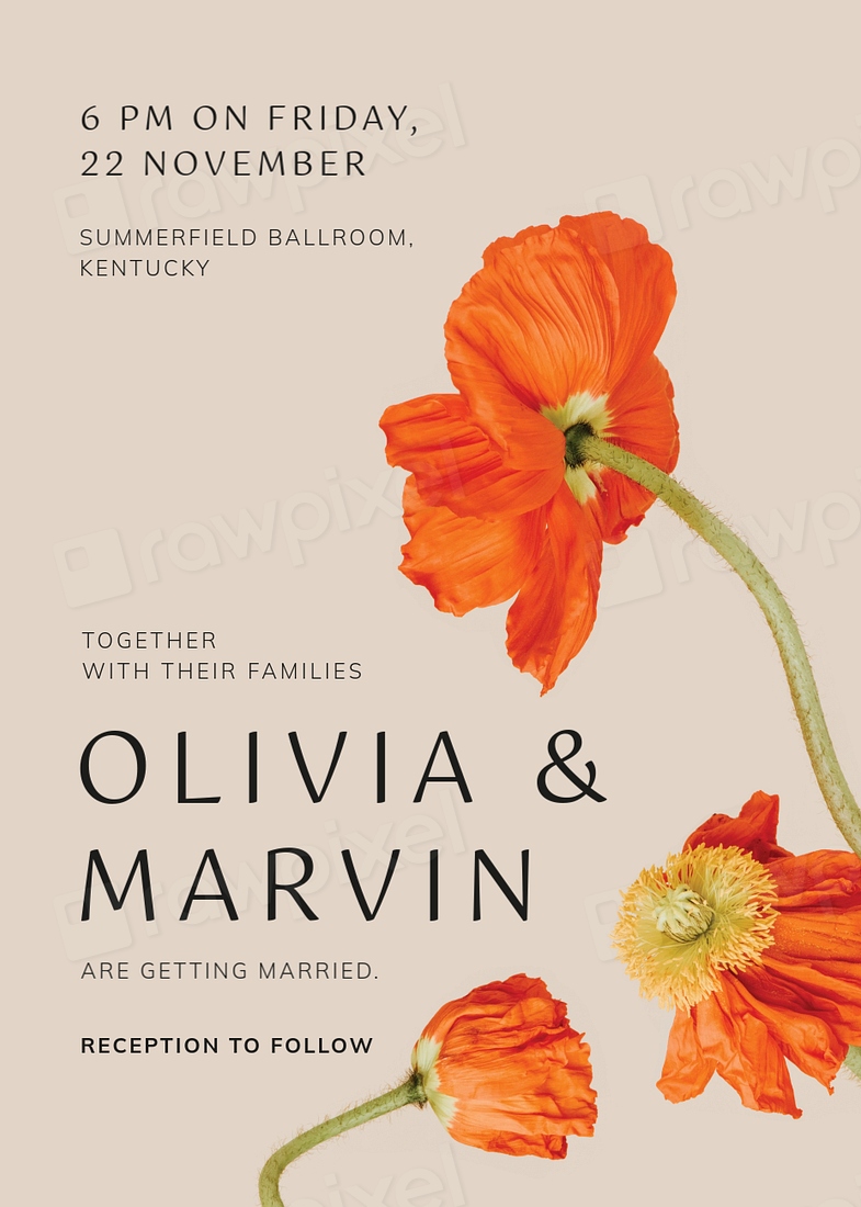 Wedding reception invitation card template, | Premium Editable Template ...