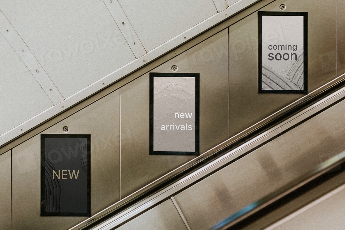 Metro posters editable mockup, escalator | Free Mockup Generator - rawpixel