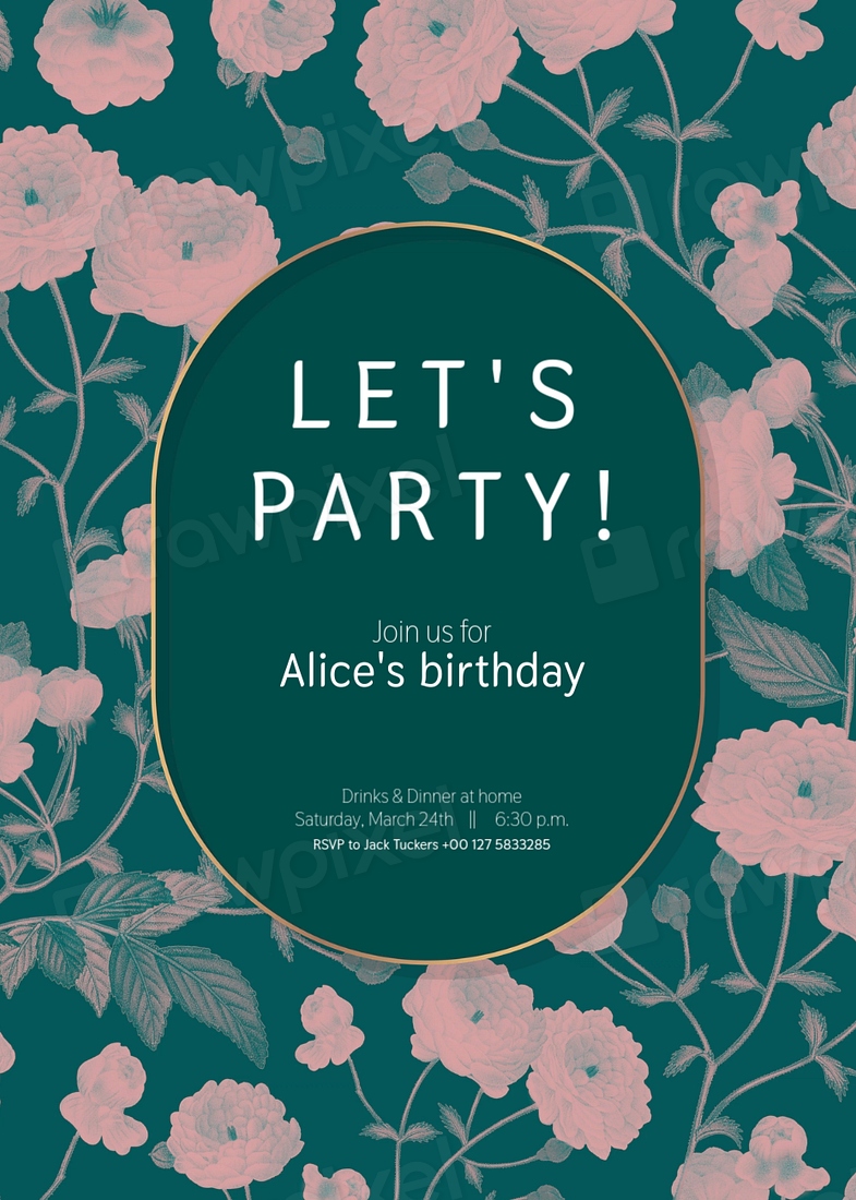 Birthday party invitation card template, | Premium Editable Template ...