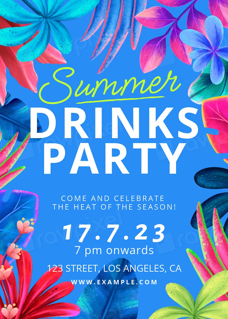 Summer party invitation card template, | Premium Editable Template ...
