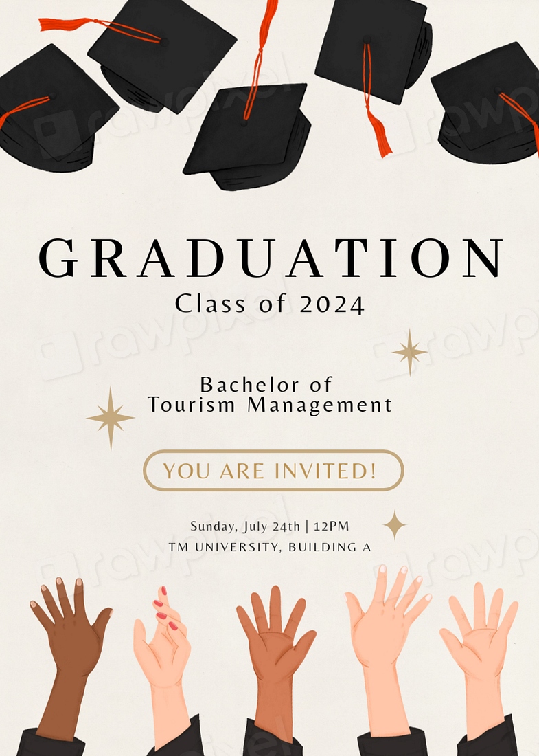 Graduation commencement invitation card template, | Premium Editable ...