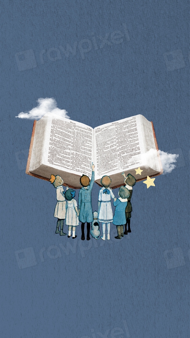 Students reading textbook phone wallpaper, | Free Editable Design ...