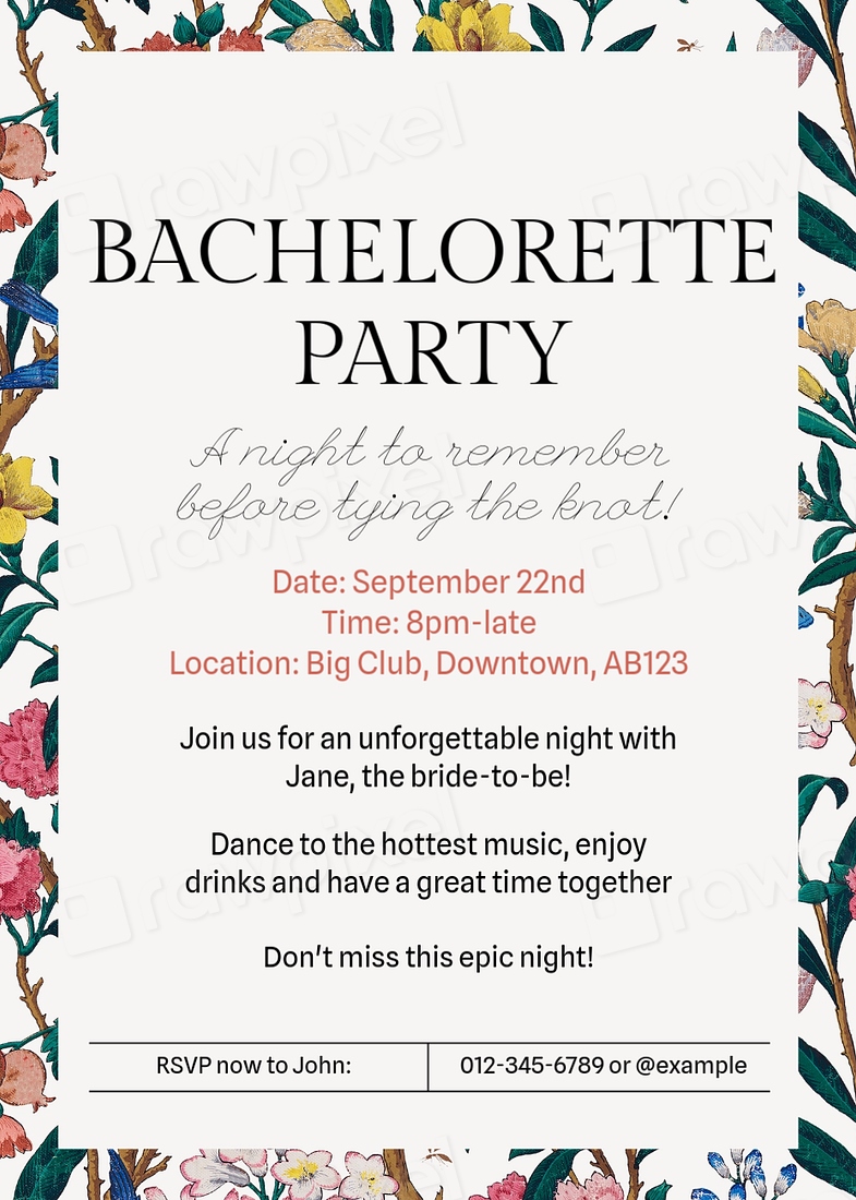 Bachelorette party invitation template, editable | Premium Editable ...