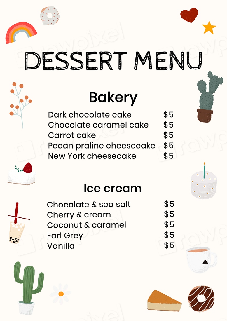 Dessert menu poster template, editable | Premium Editable Template ...
