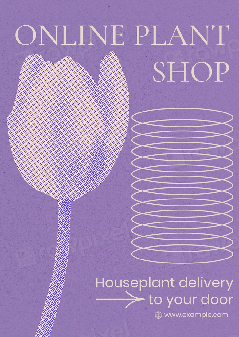 Plant shop poster template, halftone | Premium Editable Template - rawpixel