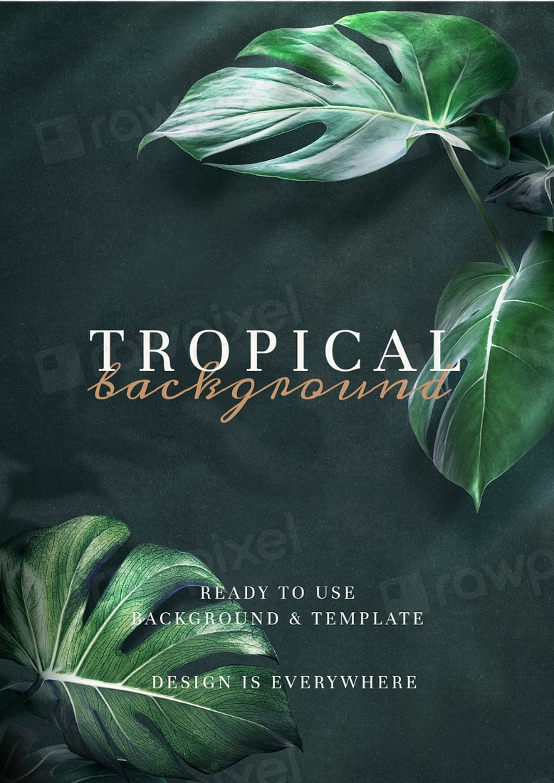 Tropical leaves poster template, editable | Free Editable Template ...