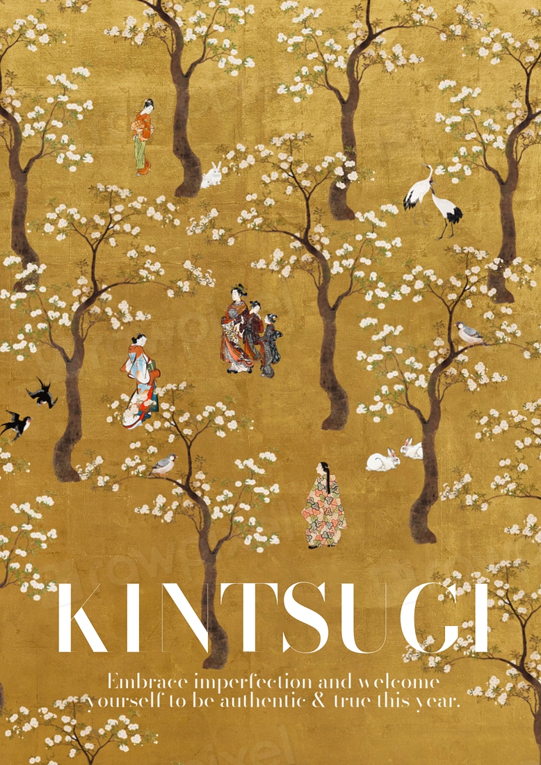 Japanese kintsugi editable poster template, | Premium Editable Template ...